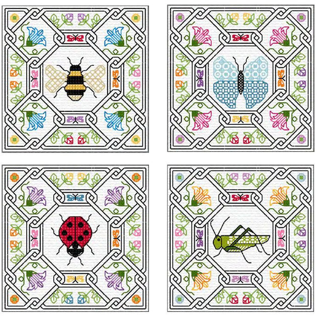 Blackwork embroidery Botanic Insects | DoodleCraft Design | DoodleCraft ...