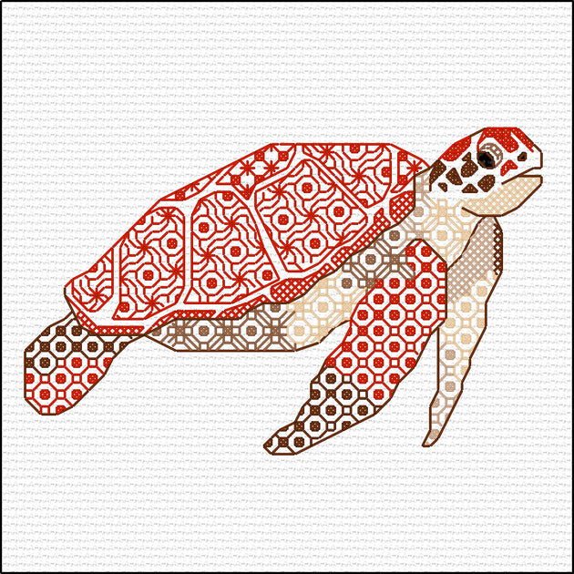 Blackwork embroidery Sea Turtle | DoodleCraft Design | DoodleCraft Design