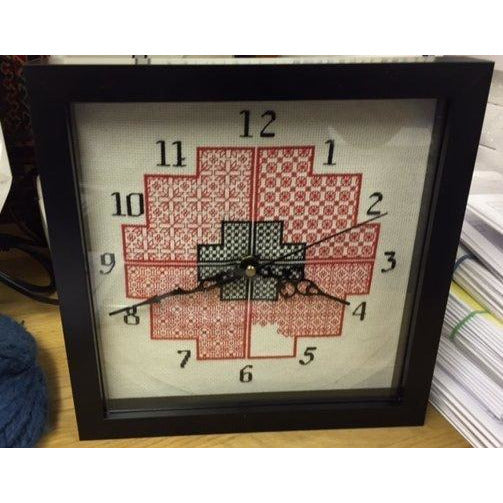 Stitched Clock Face in Red & Black | DoodleCraft Design | DoodleCraft ...