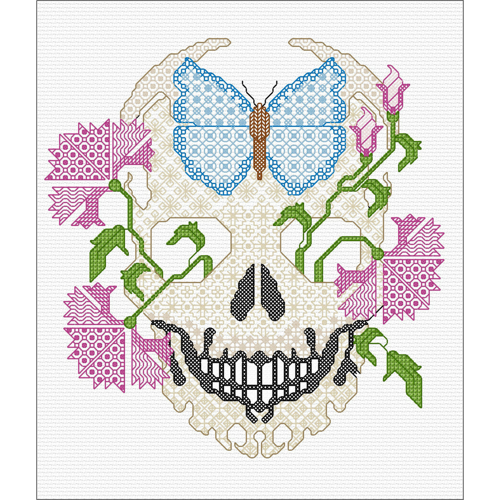 'Stitch-on-Clothing' Blackwork embroidery - Skull | DoodleCraft Design ...