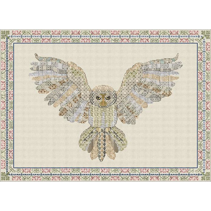 Blackwork embroidery - Brown Owl | DoodleCraft Design | DoodleCraft Design