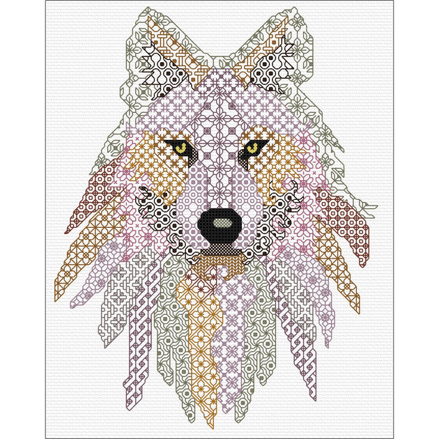 Blackwork embroidery - Small Wolf | DoodleCraft Design | DoodleCraft Design