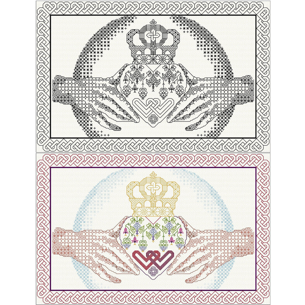 Blackwork embroidery Irish Claddagh | DoodleCraft Design | DoodleCraft ...