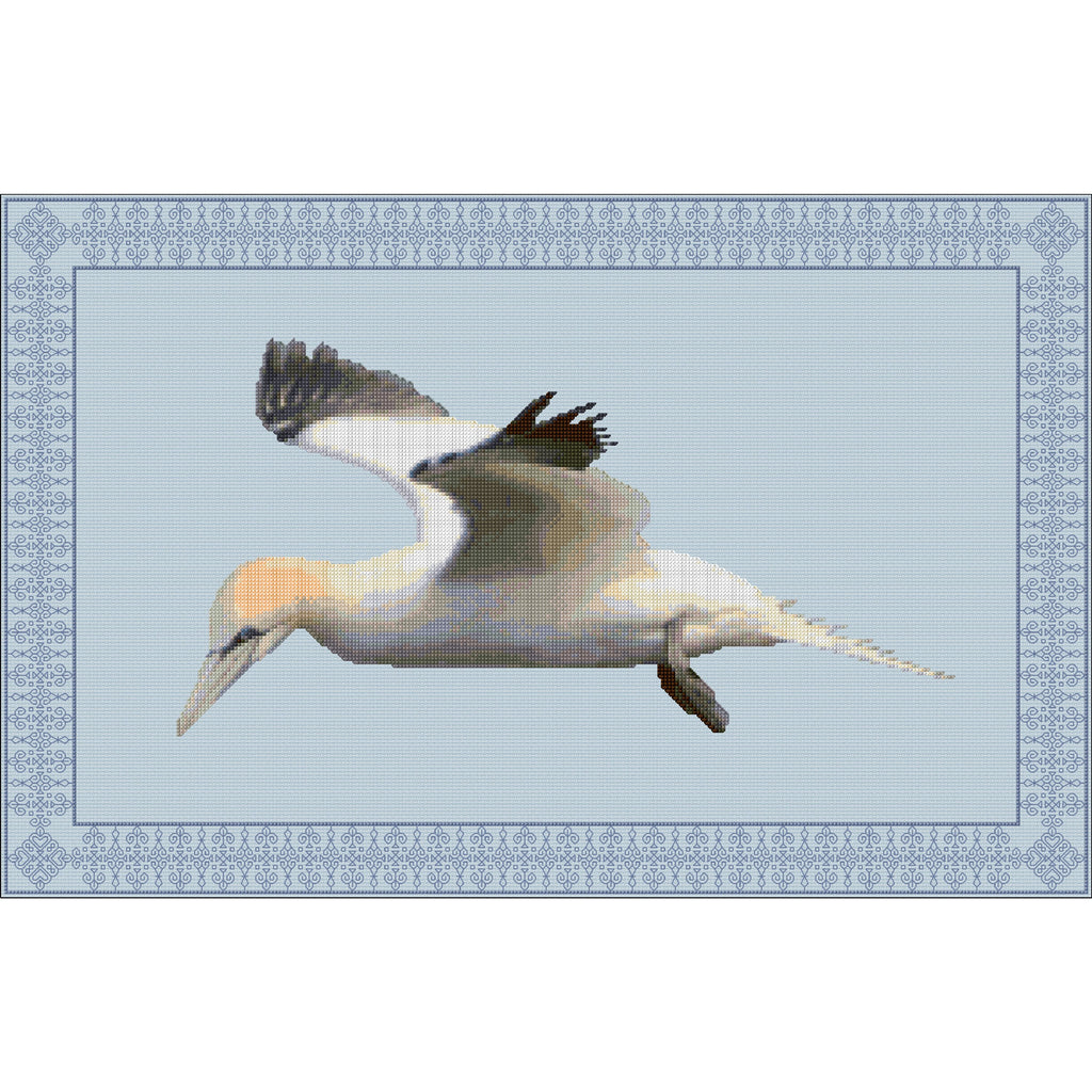 Cross stitch kit of a Gannet in Flight | DoodleCraft Design ...