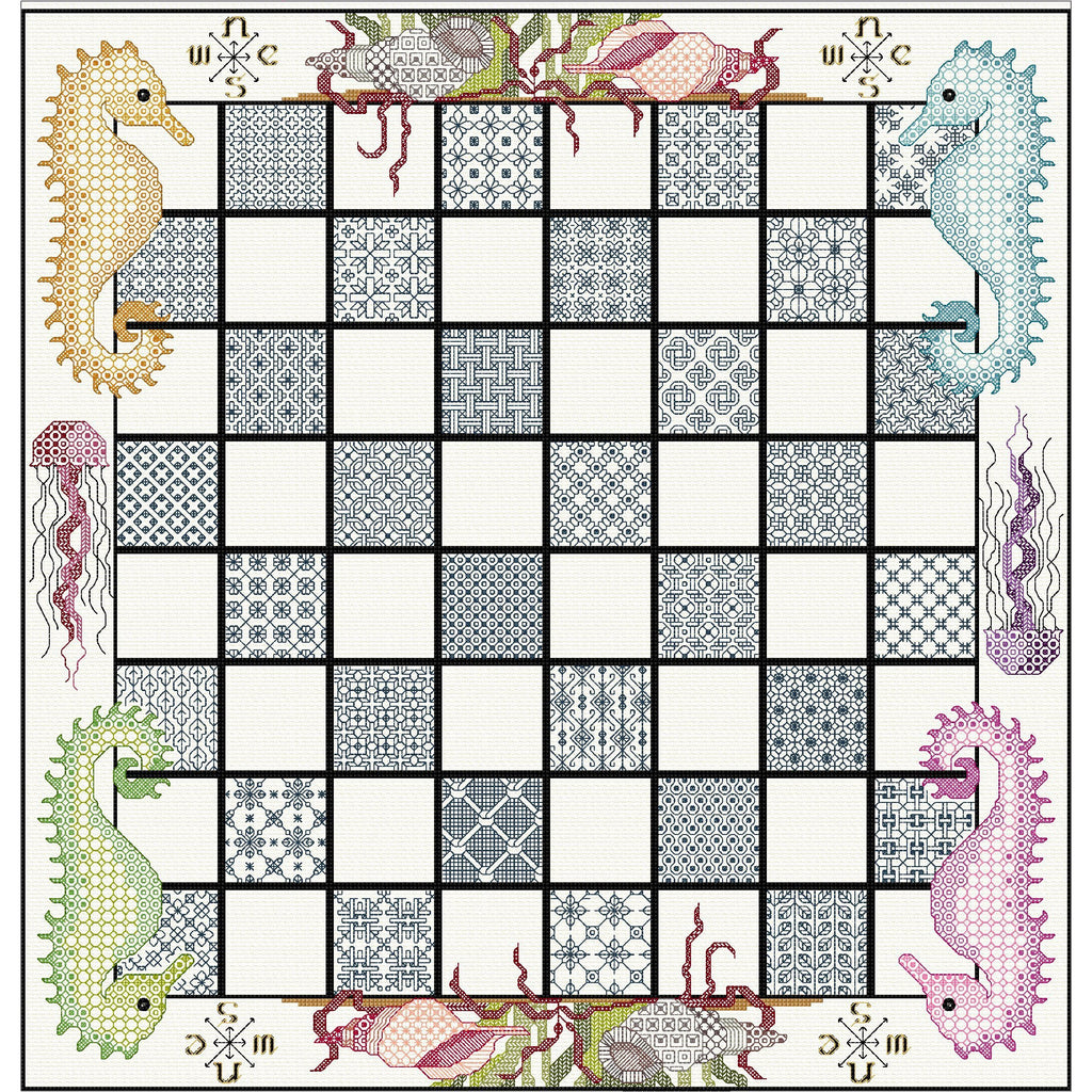 Stitched Chessboard with Seashore theme | DoodleCraftDesign ...
