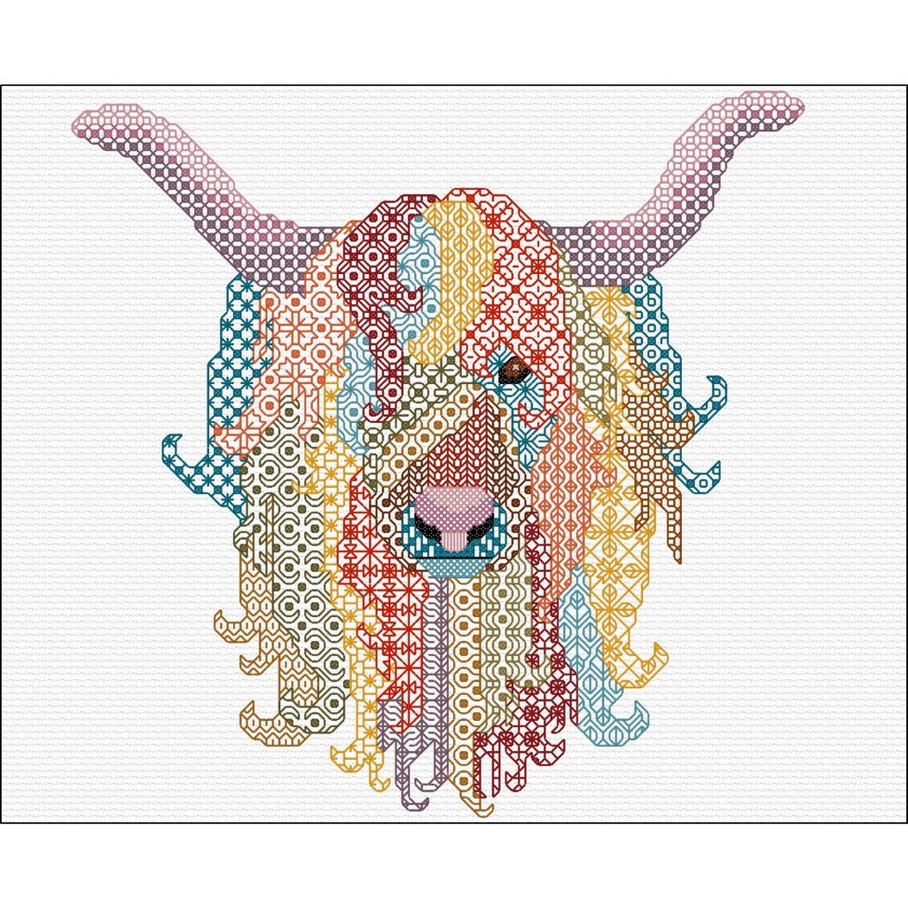 Blackwork embroidery - Small Highland Cow | DoodleCraft Design ...